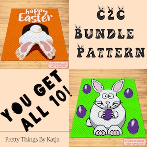Easter Crochet Bundle, C2C Crochet Pattern, Corner to Corner Crochet ...