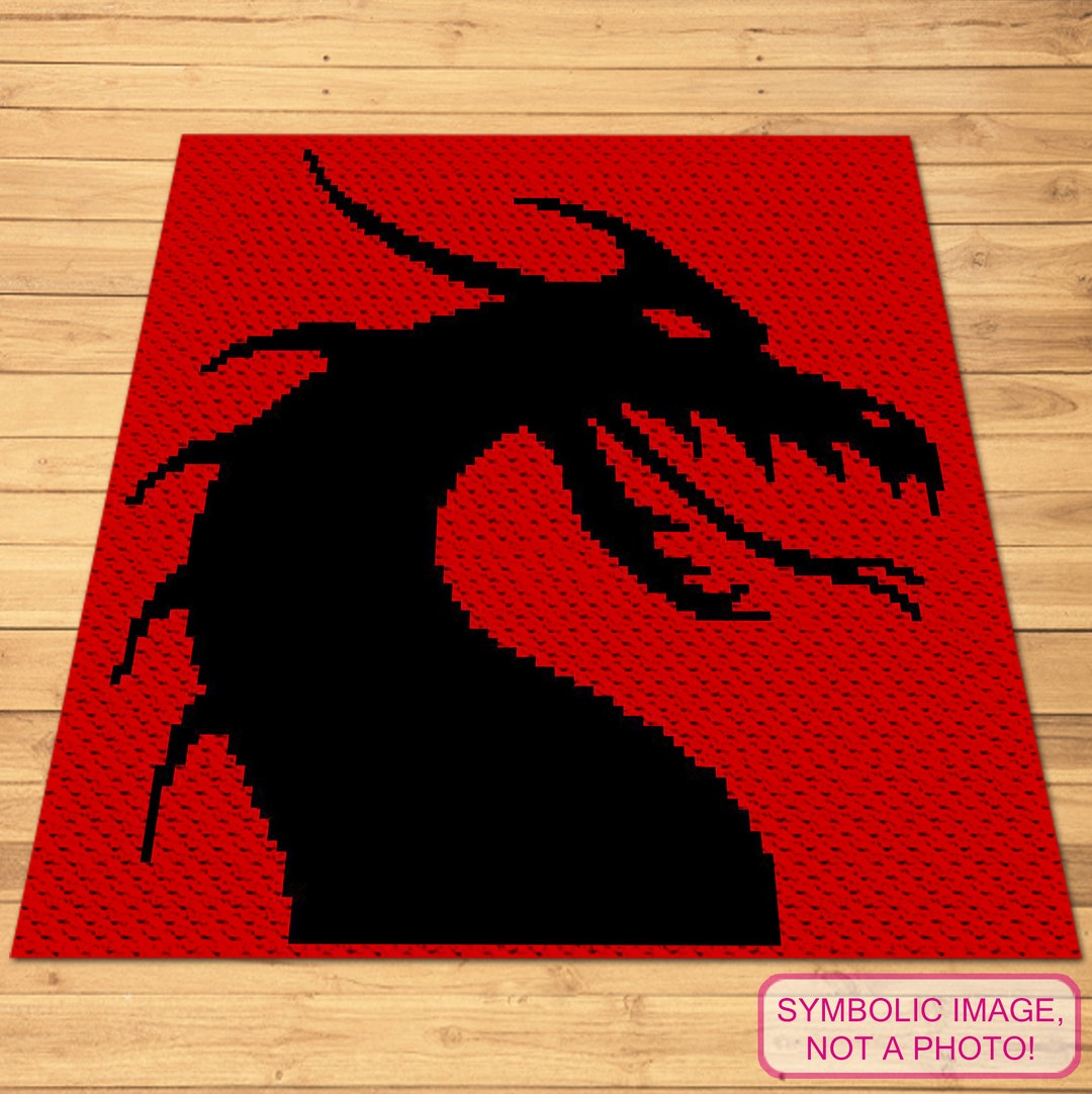 Crochet Dragon Pattern - C2C Crochet Afghan Pattern, Crochet Horror ...