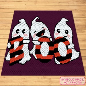 Crochet Ghost, Halloween C2C Crochet Blanket Pattern, Halloween Pillow ...