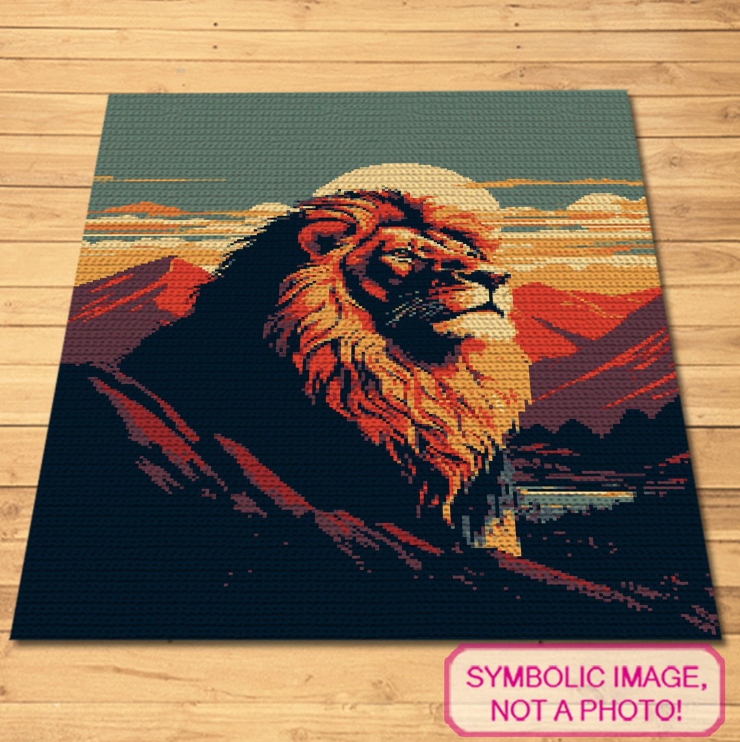 Lion Crochet Pattern - Crochet Safari Animals - SC Crochet Blanket ...