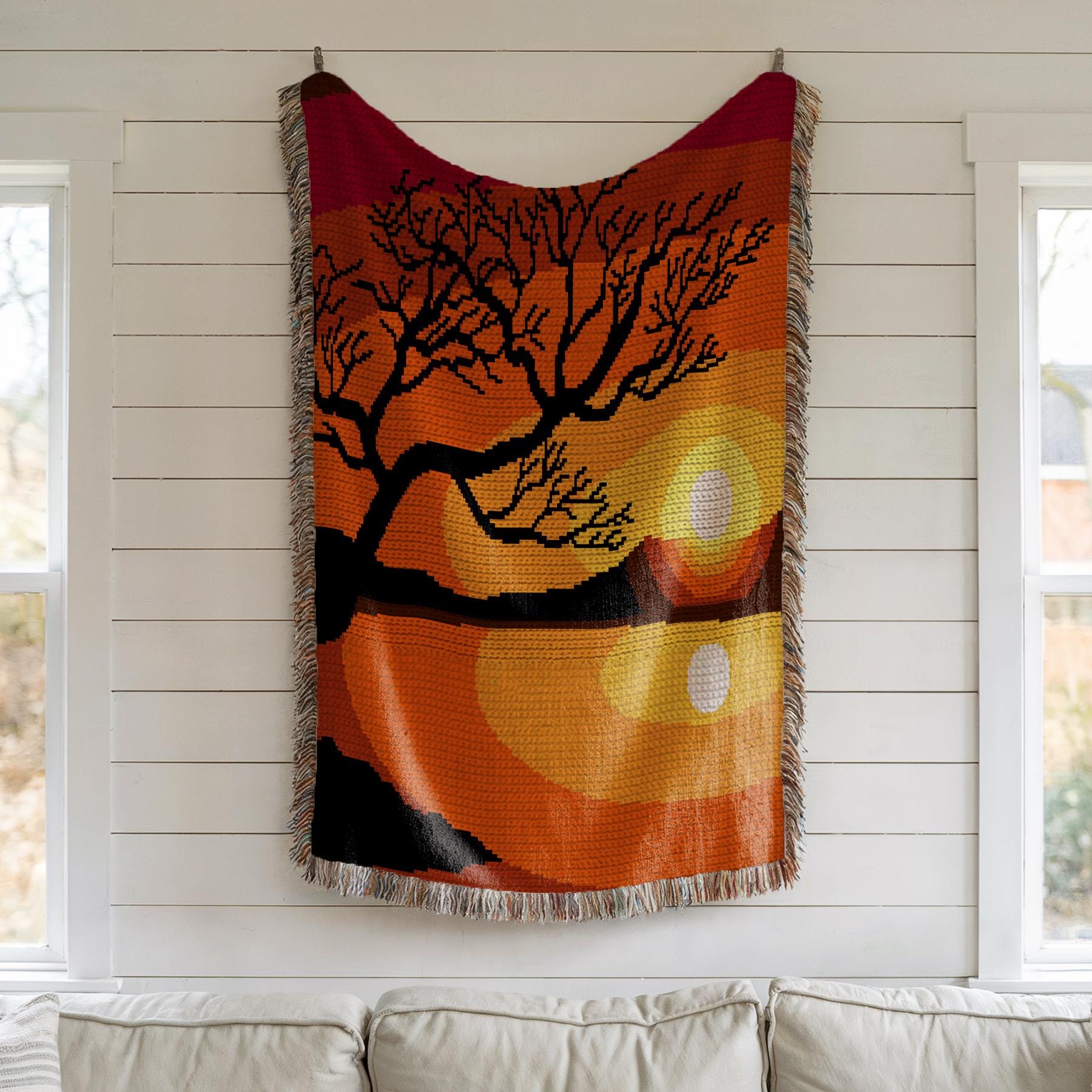 Crochet Landscape, Crochet Sunset, Tapestry Crochet Blanket, Summer ...