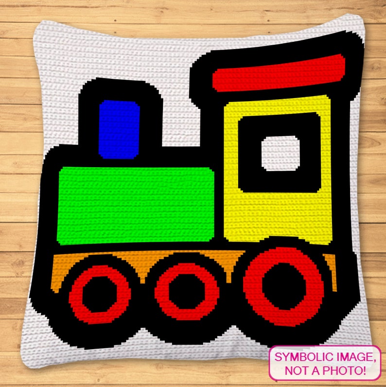Crochet Train Pattern, C2C Afghan Pattern, Crochet Pillow Pattern, Boy ...