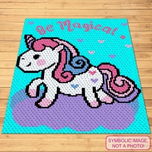 Unicorn Crochet Blanket, C2C Unicorn Pattern, Corner to Corner Pattern ...