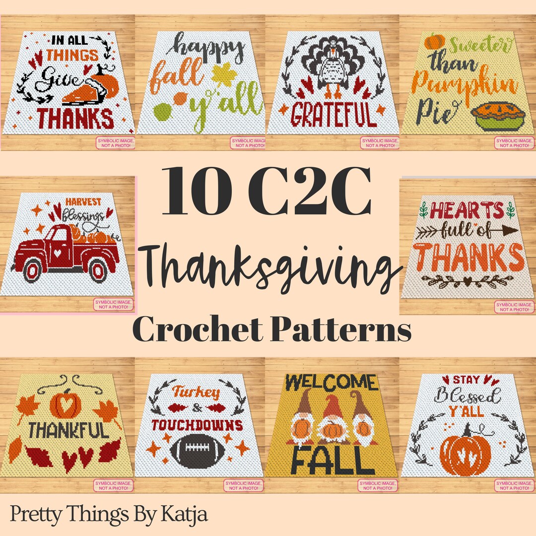 Thanksgiving Crochet Bundle, C2C Crochet Pattern, Corner to Corner ...