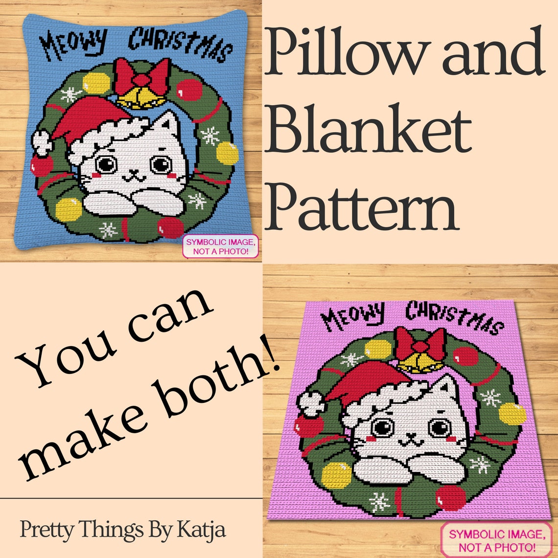 Christmas Crochet Patterns - Cat Crochet Pattern, Crochet Cat Pillow ...