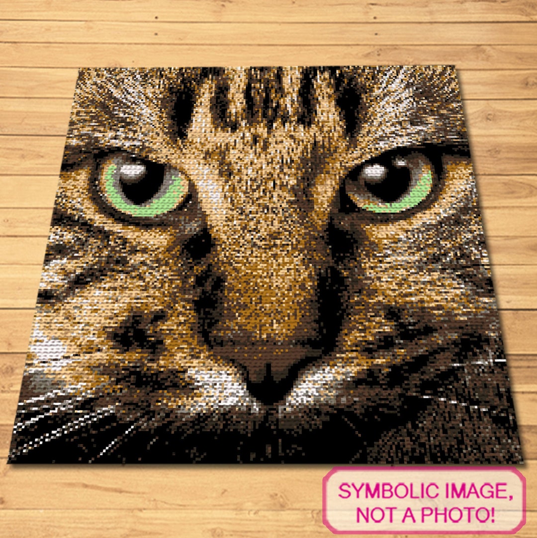 Crochet Tabby Cat - Tapestry Crochet Blanket Pattern With Written ...