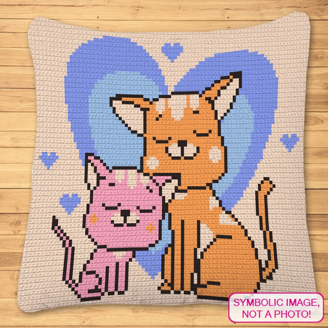 Crochet Cat Pattern, Crochet Graphgan Pattern, Crochet Animal Pillow ...