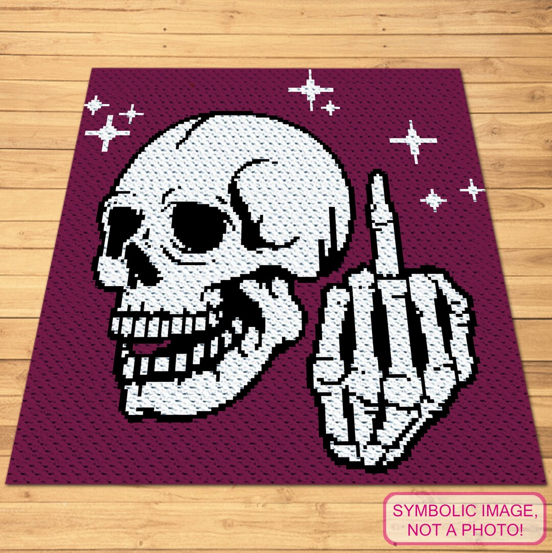 Crochet Finger Pattern, C2C Crochet Skull Blanket Pattern, Corner to ...