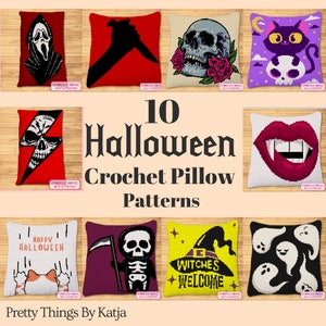 Halloween Pillow Bundle, Crochet Pillow Pattern, Crochet Pillow Case ...