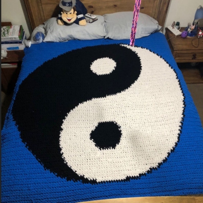 Crochet Yin Yang Crochet Yoga Tapestry Crochet Blanket | Etsy