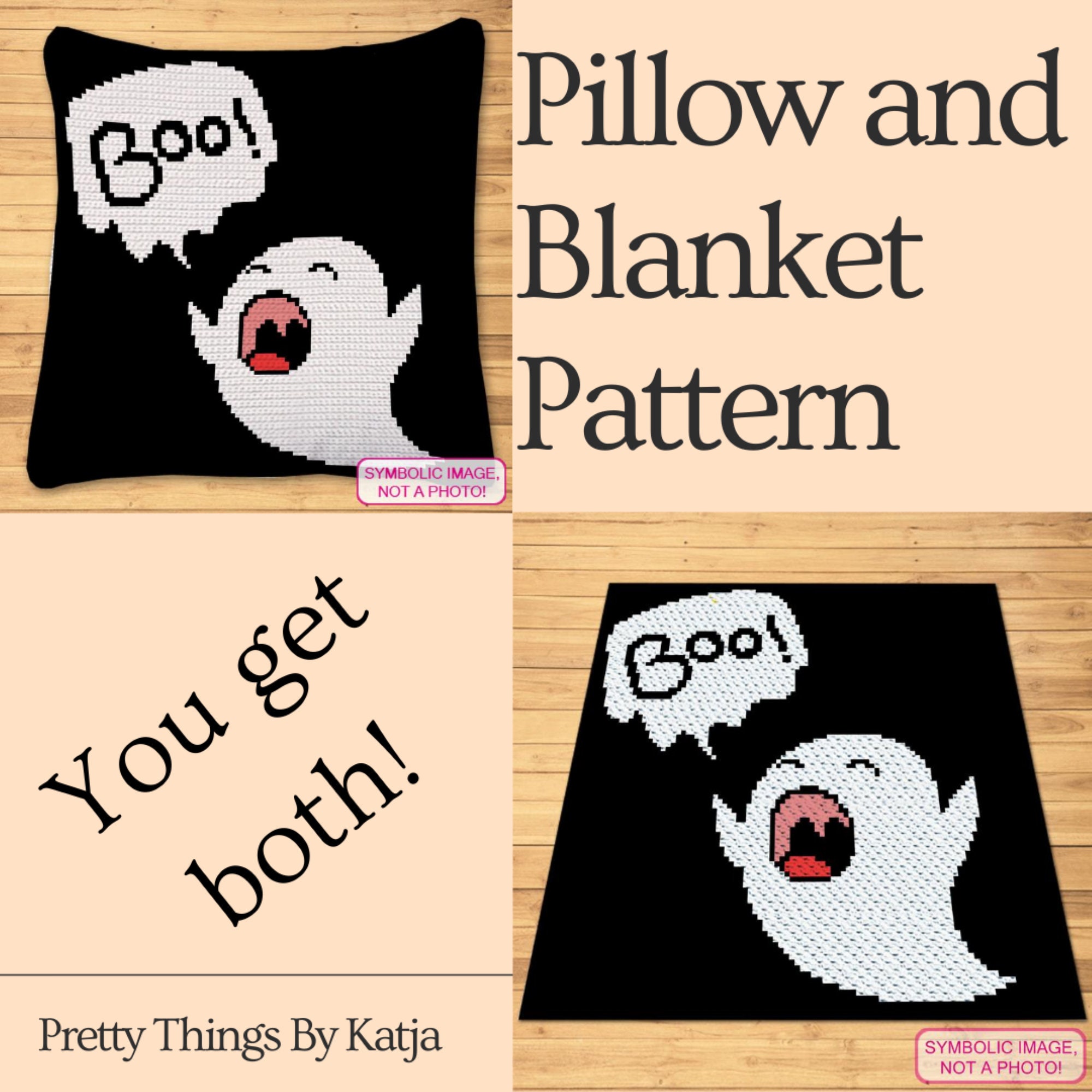 Halloween Crochet Ghost Pattern C2C Blanket Crochet Pillow - Etsy