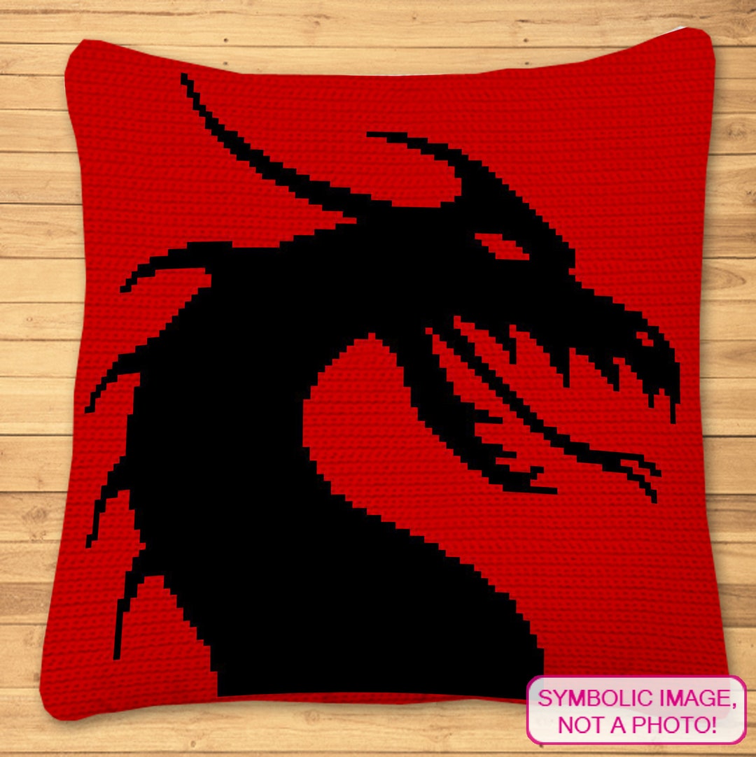 Crochet Dragon Pattern, Crochet Pillow Pattern, Crochet Blanket Pattern ...