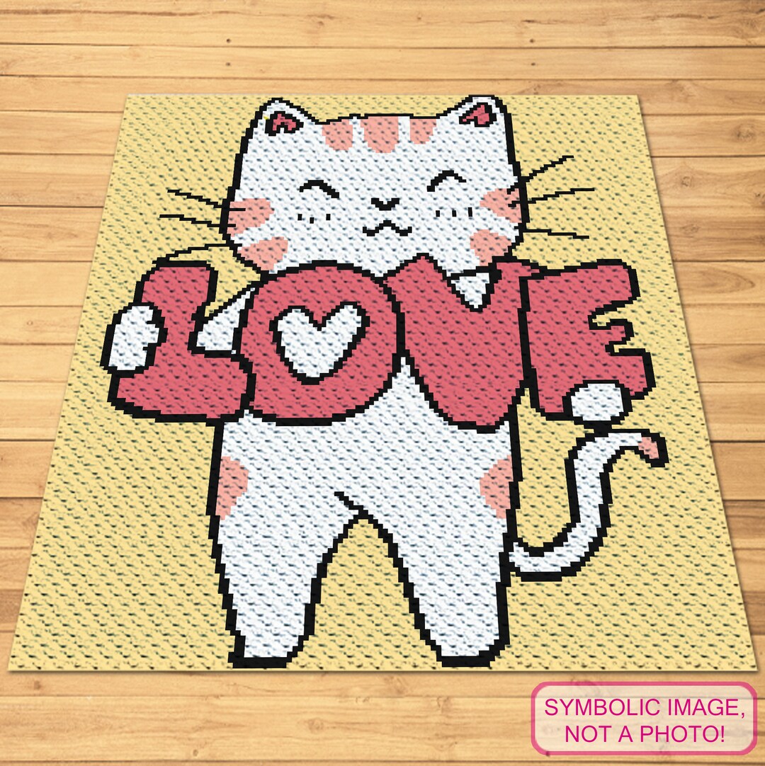 Crochet Cat Pattern - C2C Cat Pattern, Corner to Corner Blanket Pattern ...