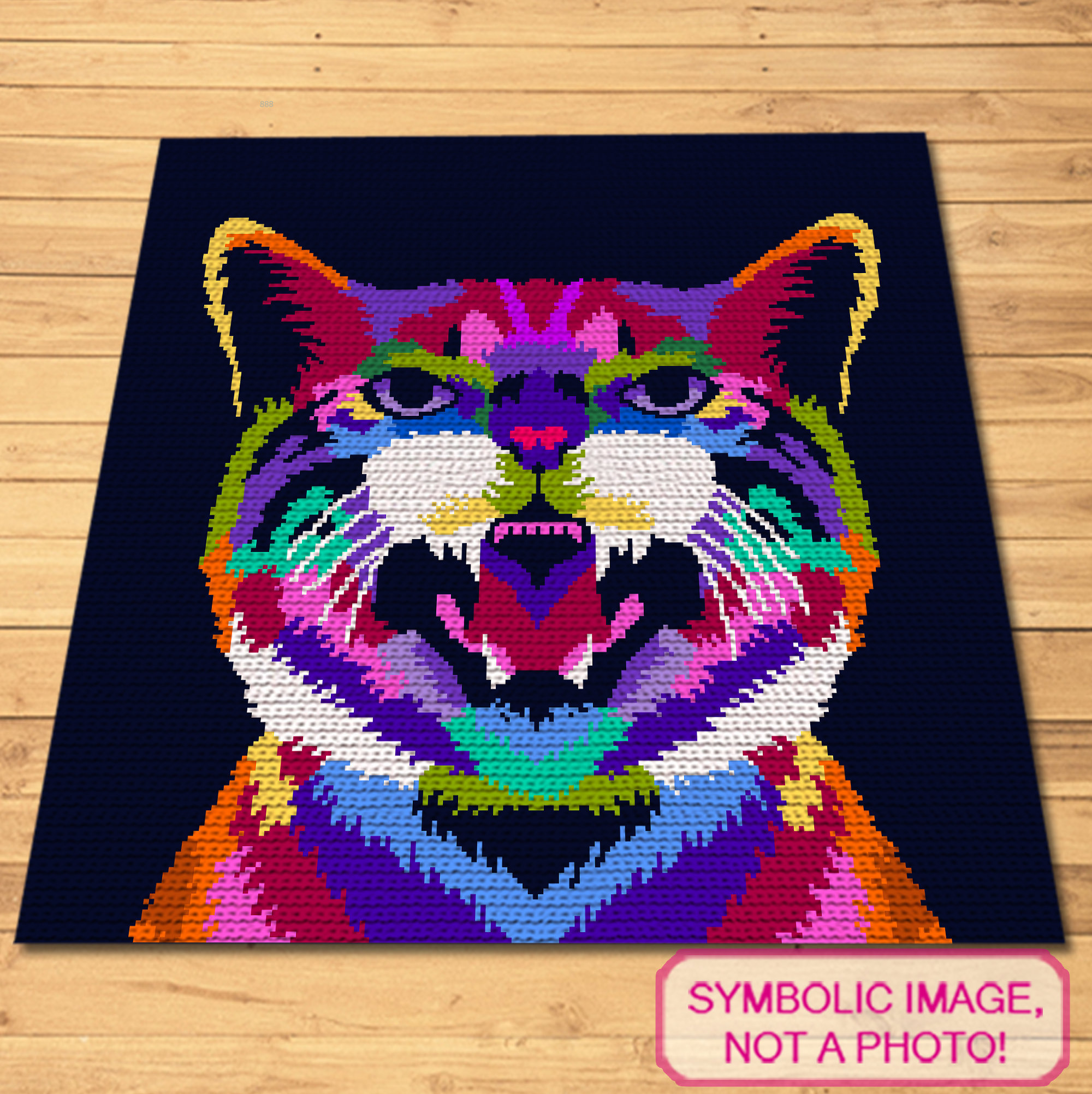 Crochet Cat Pattern, Colorful Crochet Blanket Pattern, Crochet Cat ...