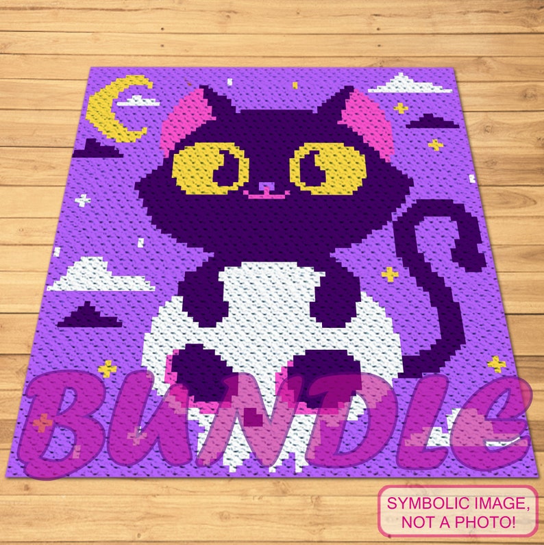 Crochet Halloween Cat Patterns C2C Graphgan Pattern - Etsy