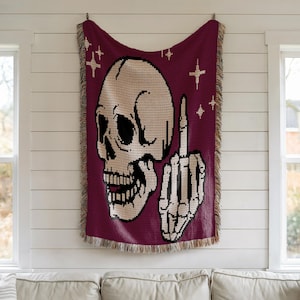 Crochet Skull Pattern, Crochet Pillow Pattern, Rude Crochet Blanket ...