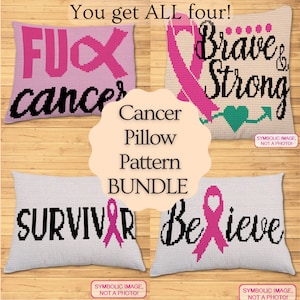 Cancer Crochet Bundle, Crochet Chemo Pattern, Crochet Pink Ribbon ...