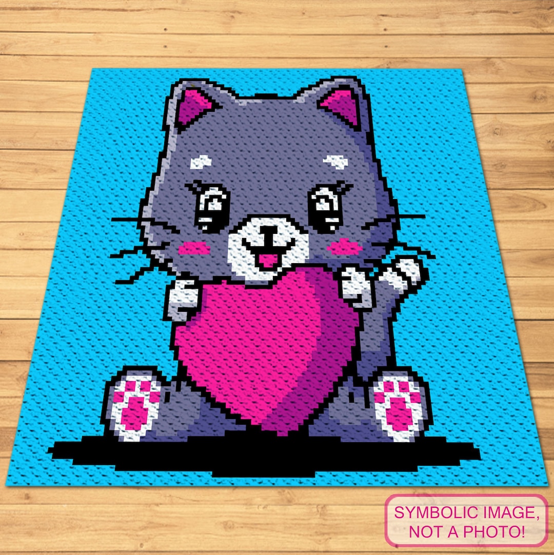 Crochet Kitty Pattern - C2C Crochet Blanket Pattern With Written ...