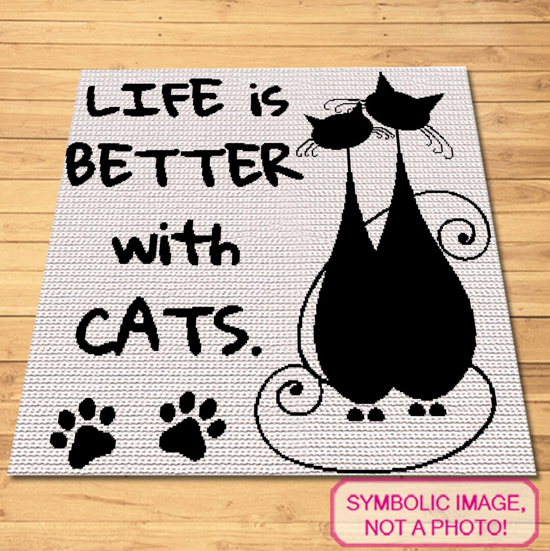 Crochet Cat Pattern, Cat Crochet Blanket Pattern, Crochet Cat Afghan ...