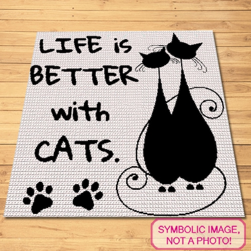 C2C Cat C2C Crochet Blanket Pattern With Written | Etsy