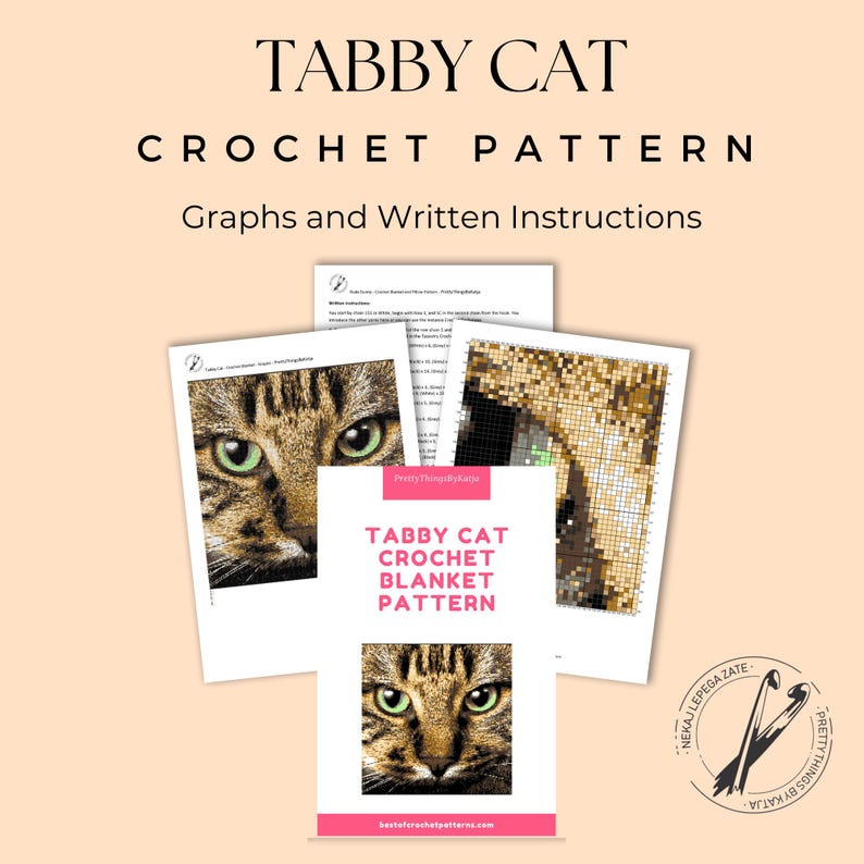 Crochet Tabby Cat, Tapestry Crochet Blanket Pattern, Crochet Cat ...