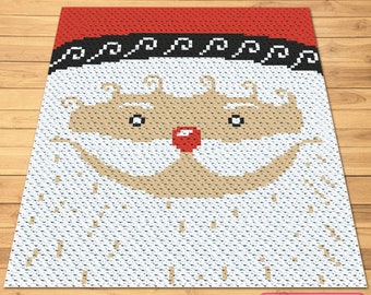 C2C Crochet Santa Blanket, C2C Christmas Crochet Afghan Pattern ...