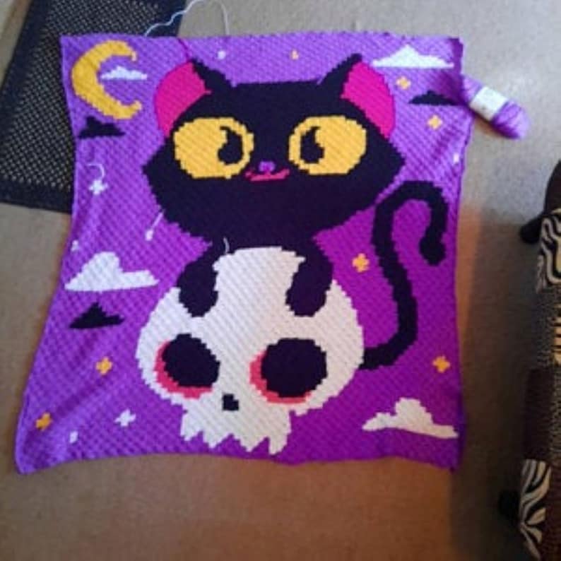 C2C Crochet Halloween Cat Patterns C2C Graphgan Pattern | Etsy