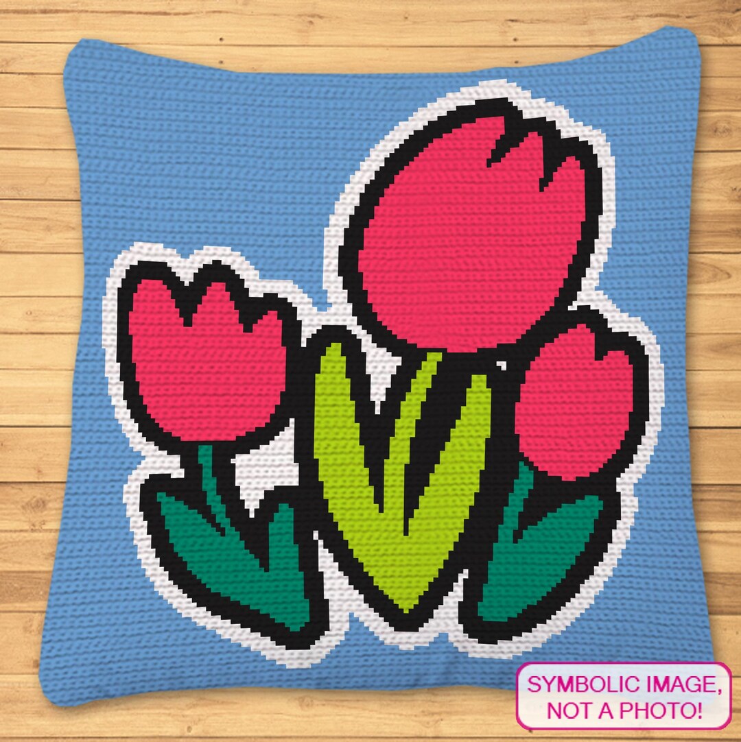 Crochet Tulip Pattern, Crochet Bouquet, Floral Crochet Tapestry ...