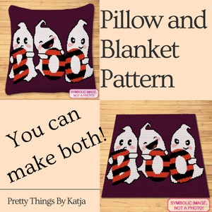 Crochet Ghost, Halloween C2C Crochet Blanket Pattern, Halloween Pillow Pattern, Crochet Bundle ...