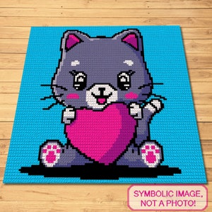 Crochet Kitty Pattern - Tapestry Crochet Blanket Pattern, Crochet Cat ...