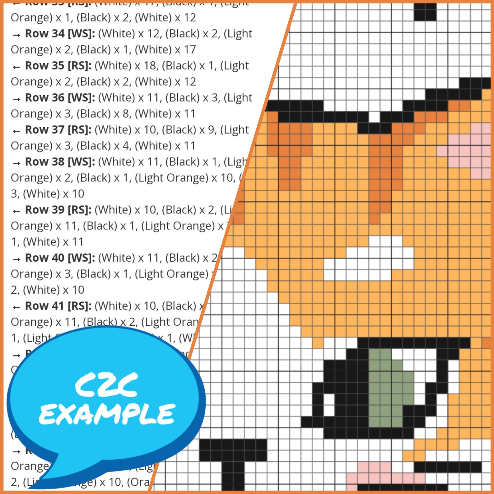 Crochet Cat Pattern, C2C Graphgan Pattern, Crochet Animal Pattern, C2C ...