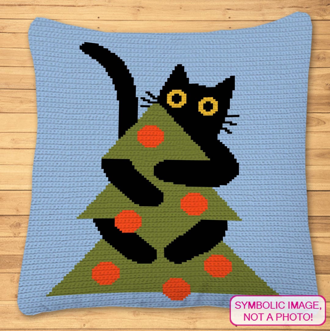 Christmas Tree Crochet Patterns - Xmas Crochet Cat Pillow - Funny Teen ...