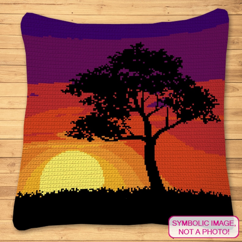 Crochet Landscape - Tapestry Crochet Blanket and Crochet Pillow Pattern ...
