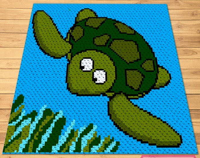 Sea Turtle Silhouette C2C Crochet Blanket PATTERN ONLY Digital Download ...