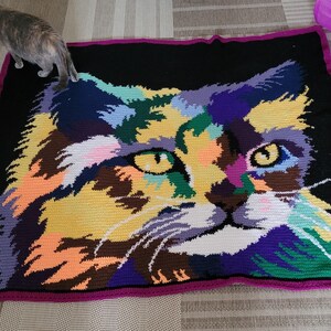 Crochet Cat Pattern, Cat Crochet Blanket Pattern, Crochet Cat Afghan ...