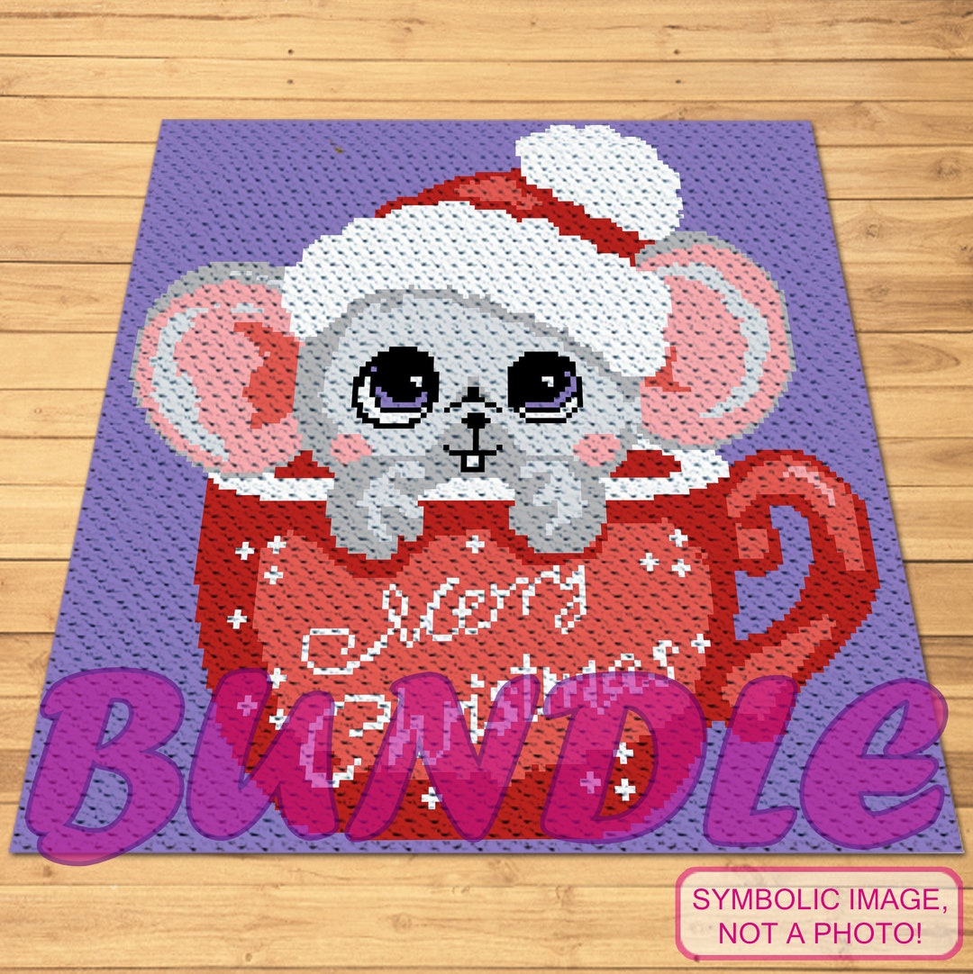 Crochet Mouse Pattern BUNDLE, C2C Christmas Afghan, Crochet Pillow Pattern - Both With Written ...