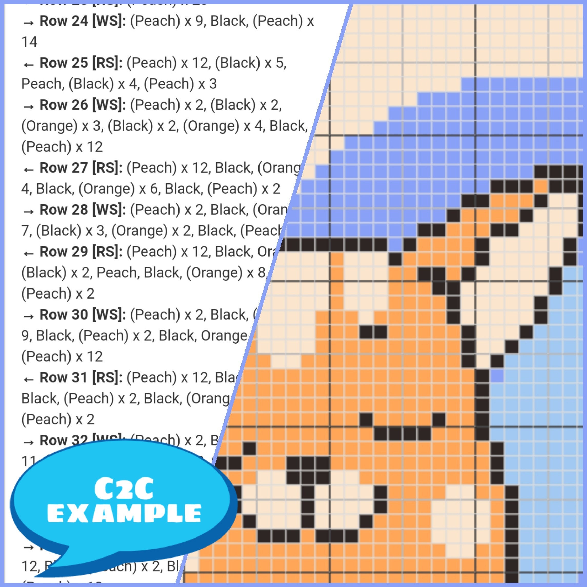Crochet Cat Pattern C2C Graphgan Pattern Crochet Animal - Etsy