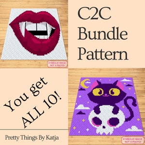 Halloween Crochet Bundle, C2C Crochet Pattern, Corner to Corner Crochet Blanket Pattern, C2C ...