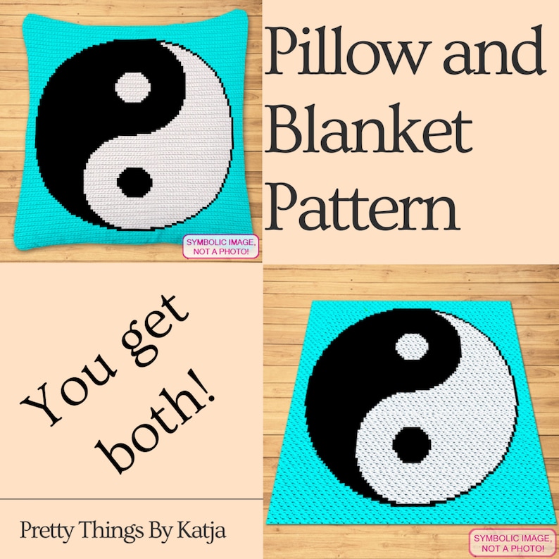 Yin Yang Crochet Pattern, Crochet Pillow Pattern, C2C Afghan, Crochet ...