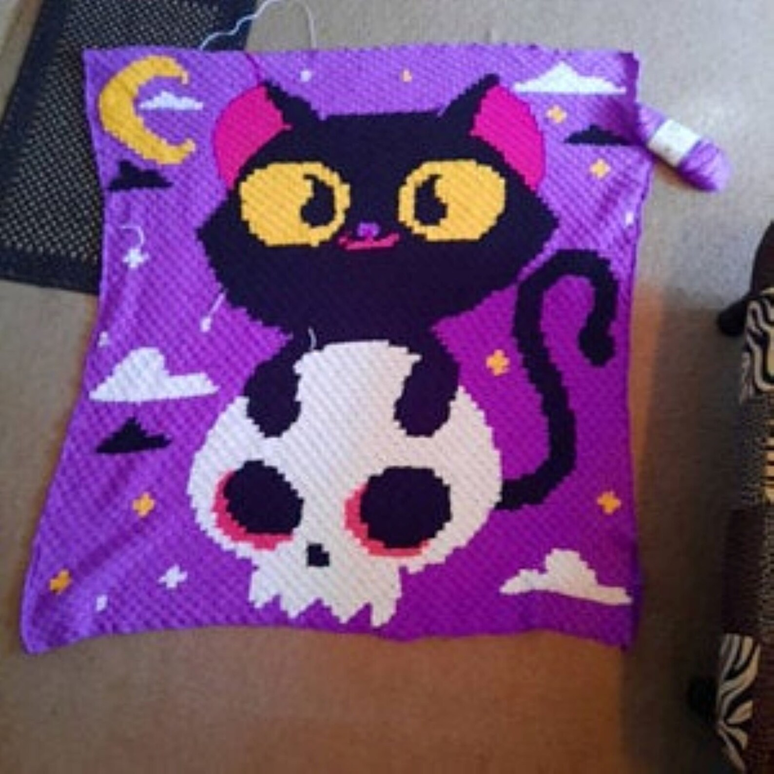 Crochet Halloween Cat Patterns, C2C Graphgan Pattern, Halloween Crochet ...