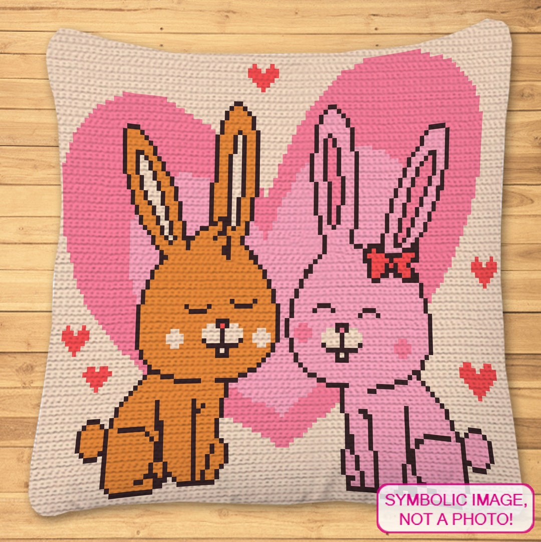 Crochet Bunny Pattern, Crochet Graphgan Pattern, Crochet Animal Pillow ...