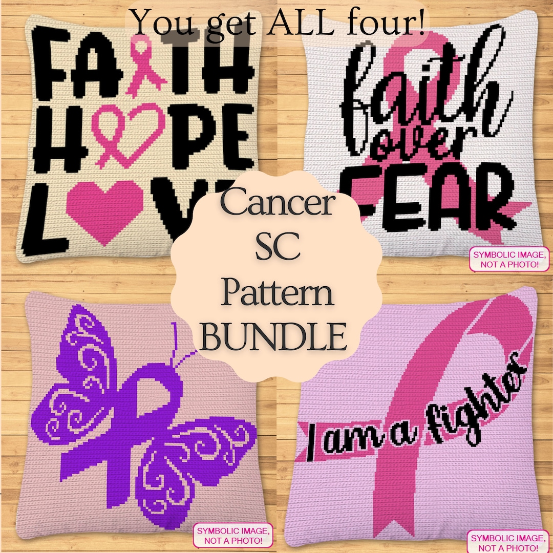 Cancer Crochet Bundle, Crochet Chemo Pattern, Crochet Pink Ribbon ...