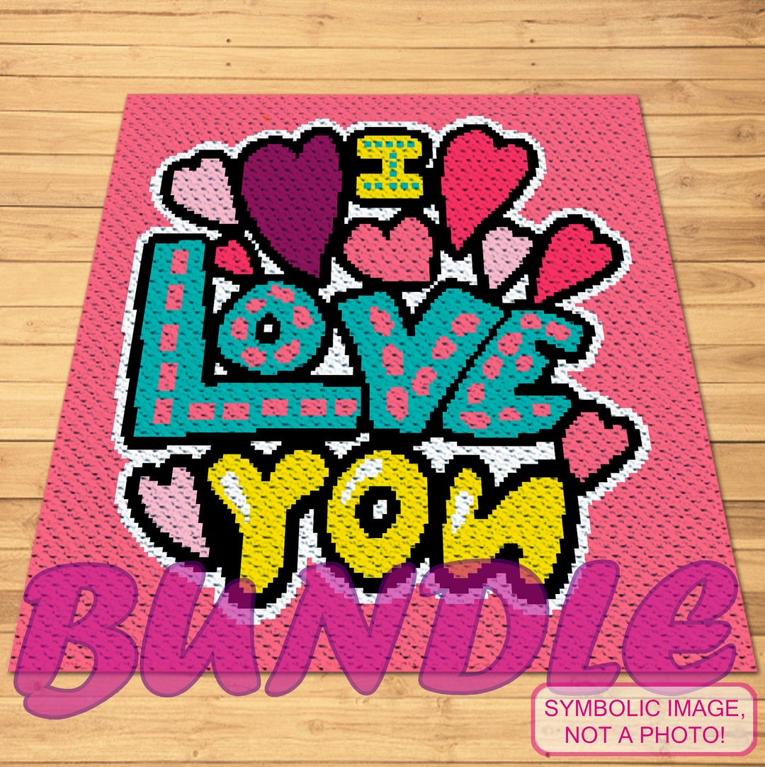 Crochet Love Pattern BUNDLE - C2C Crochet Wedding Blanket Pattern, Crochet Pillow Pattern ...