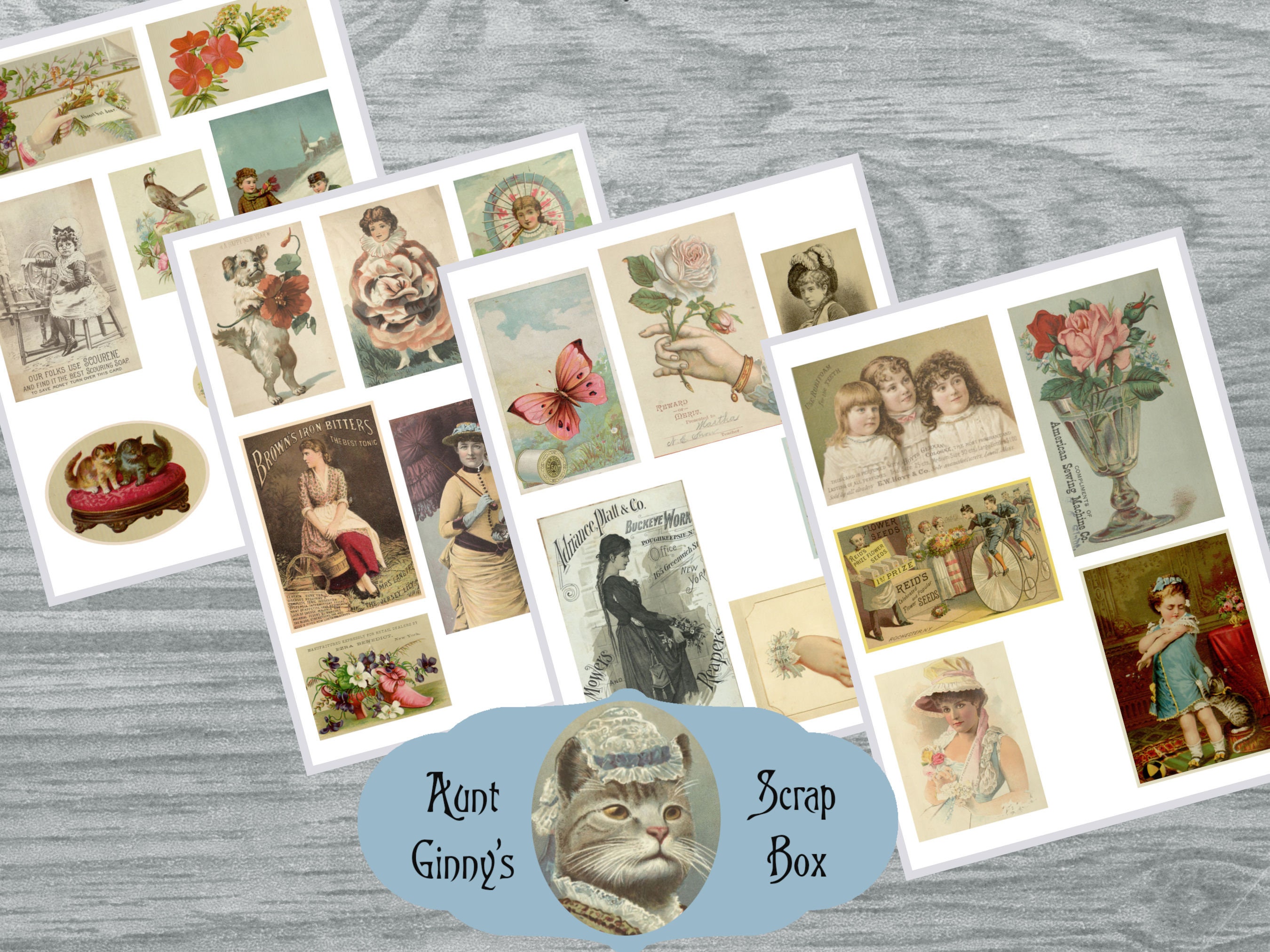 Victorian Scrapbook Ephemera - Digital Download - 4 Pages - Junk ...