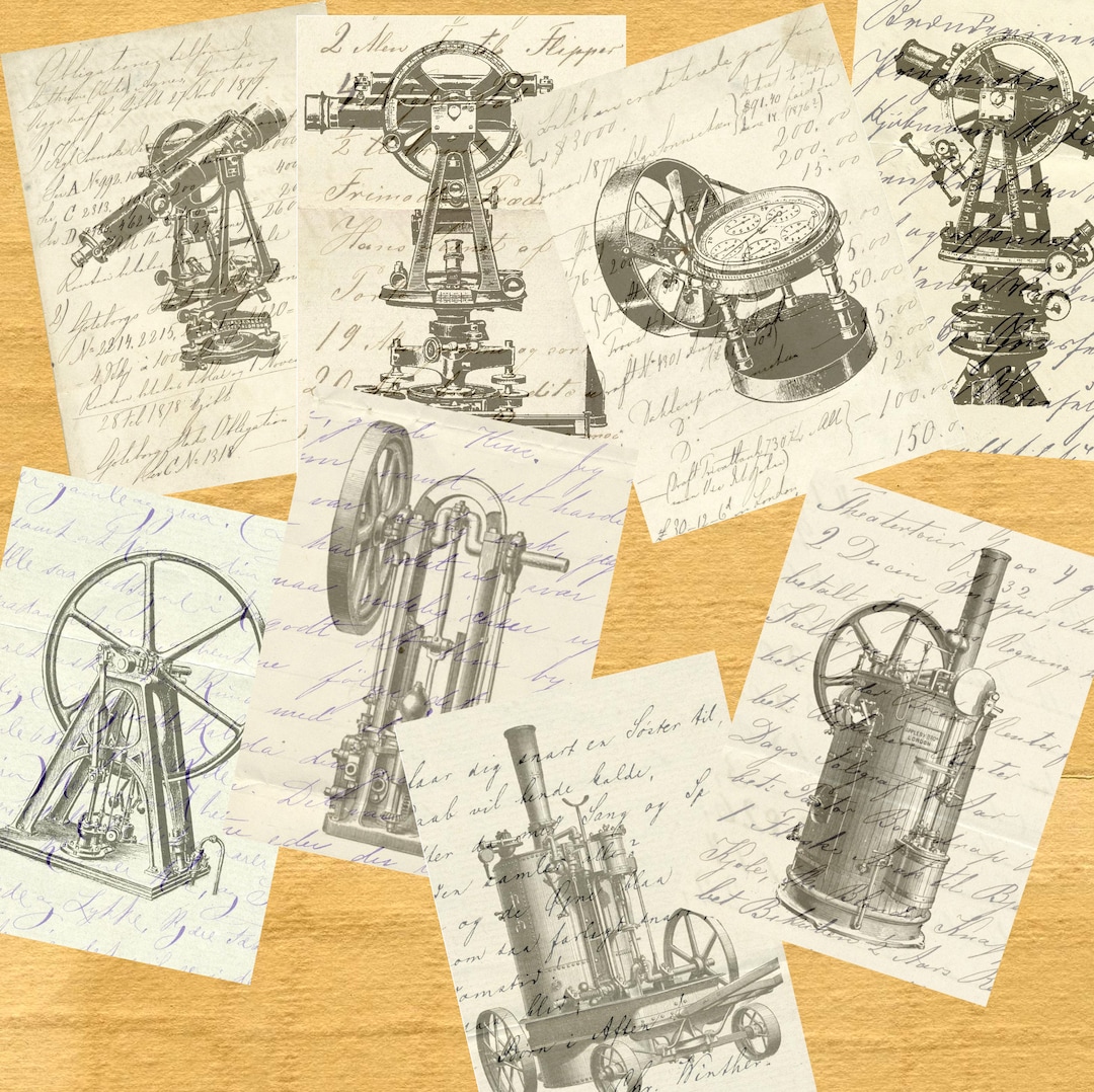 Printable Atcs - Victorian Machines and Handwriting - Etsy