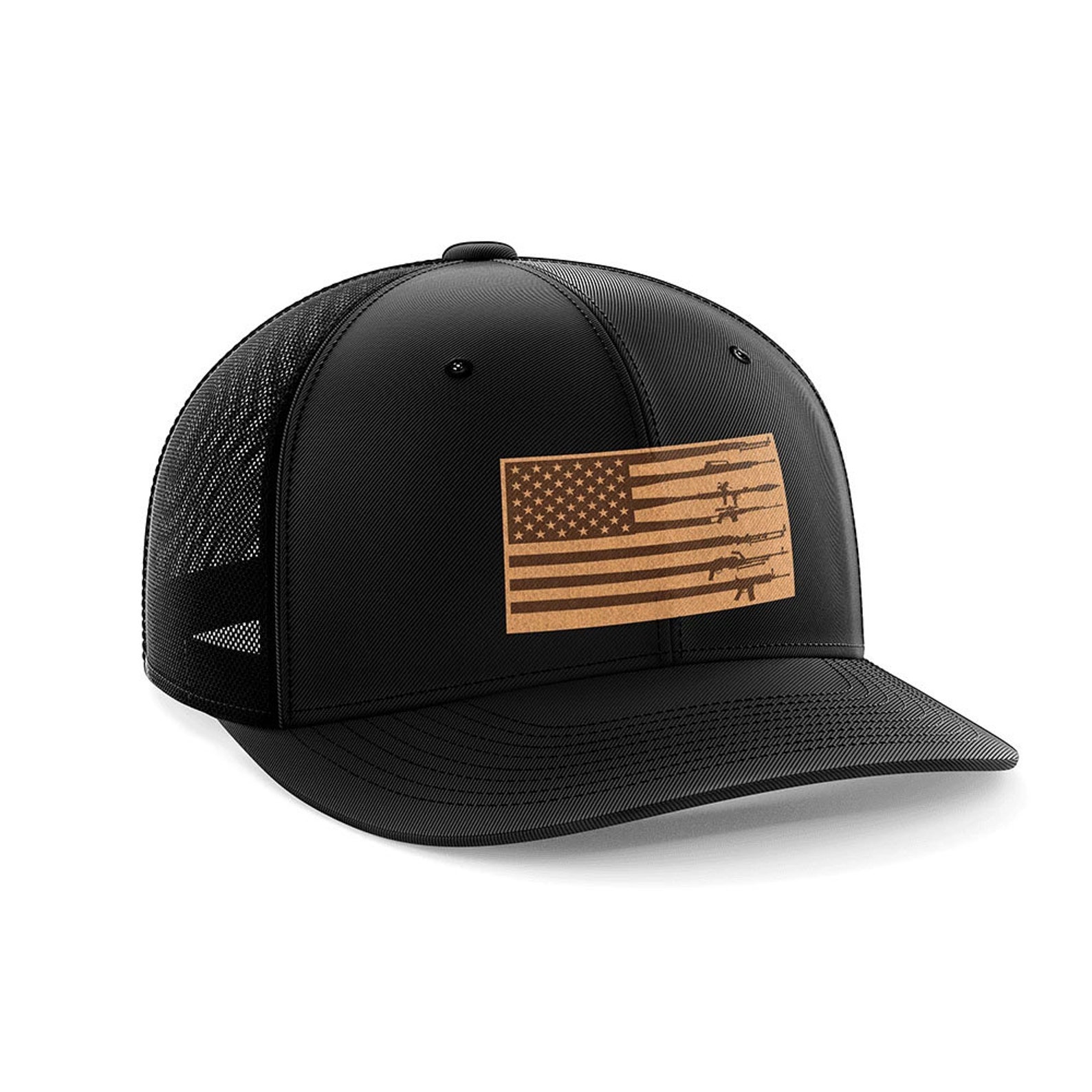 Rifle Flag Leather Patch Hat - Etsy