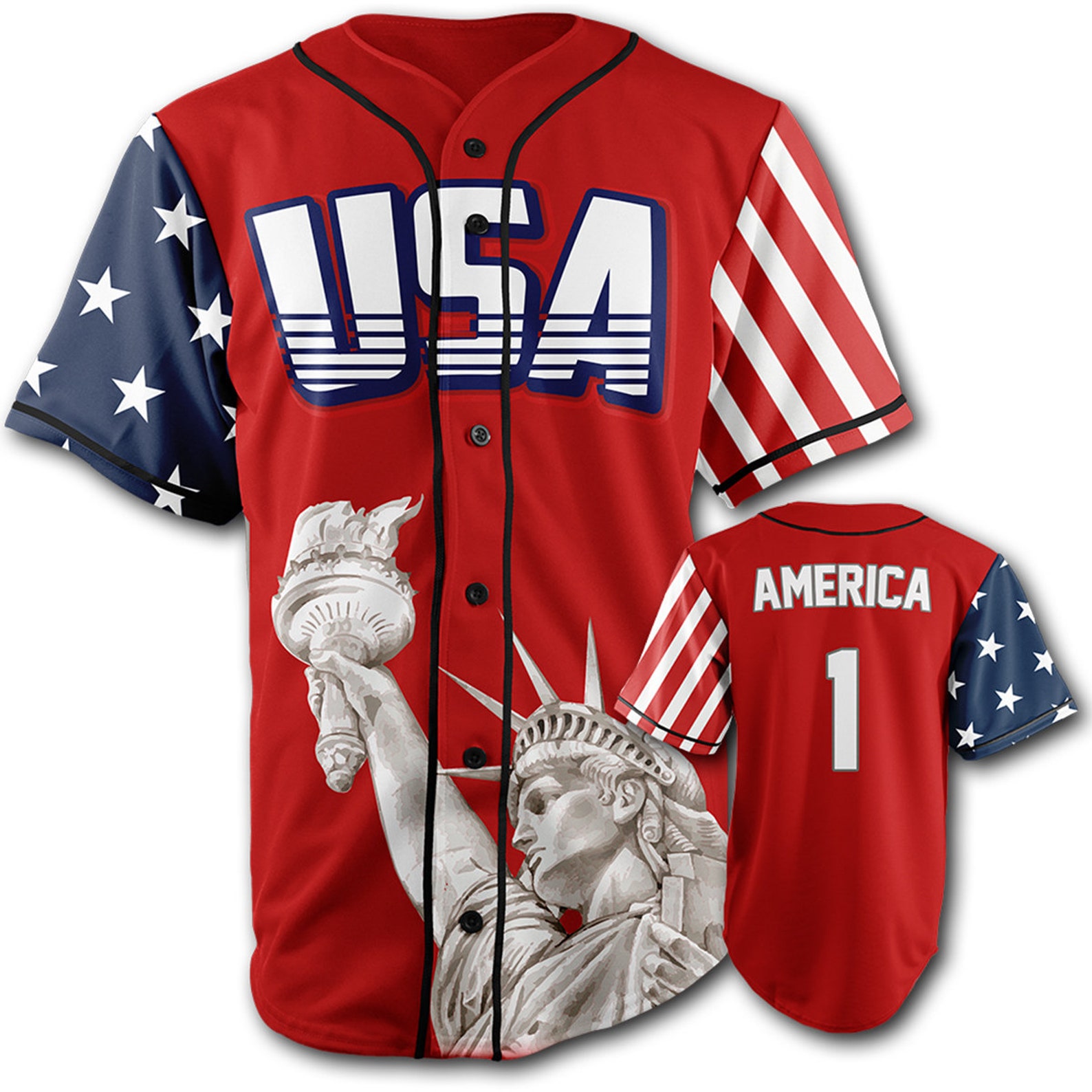 Red America #1 Baseball Jersey - Etsy