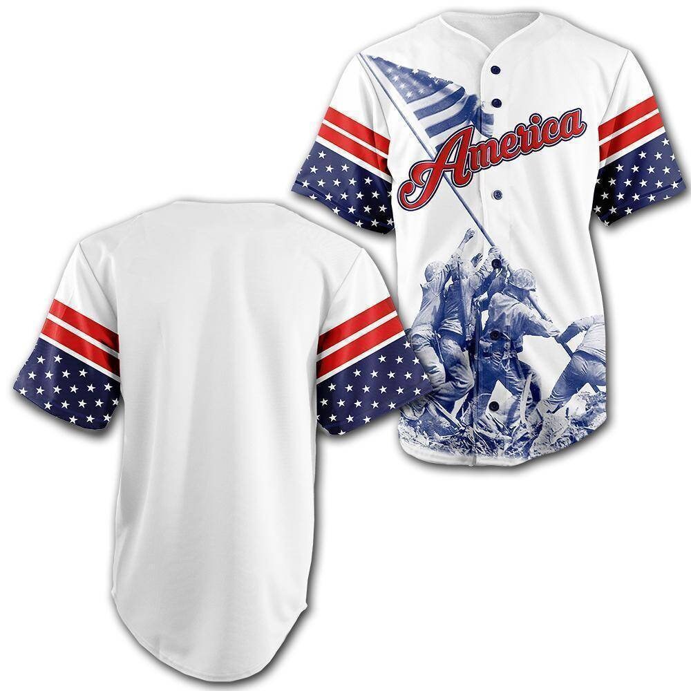 Custom Team America Baseball Jersey White With Navy/red - Etsy