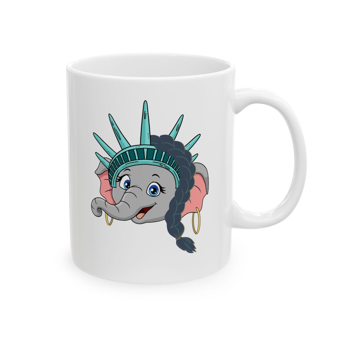 New York Liberty WNBA Coffee Mug - Ellie the Elephant Cartoon Mascot ...