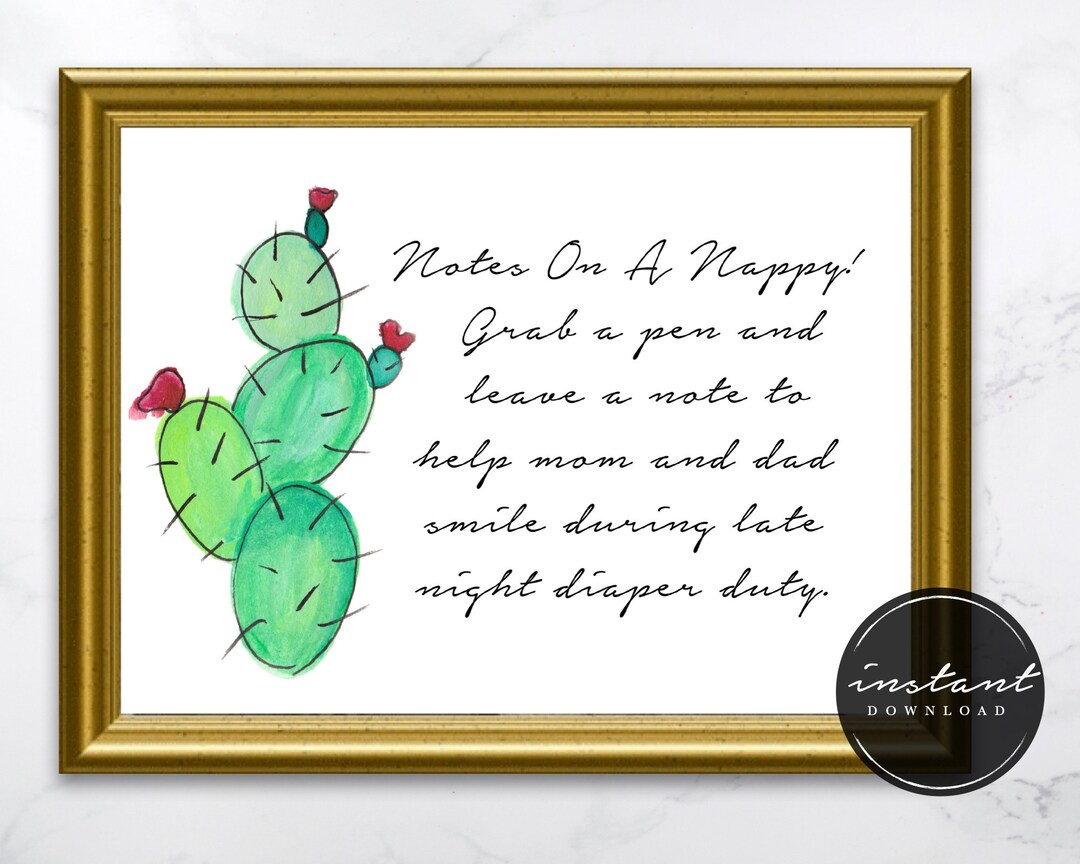 Baby Shower Game - Notes on A Nappy - Pink Cactus Theme - Etsy